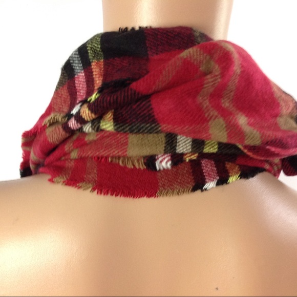 Accessories | New Infinity Scarf Plaid Red | Poshmark